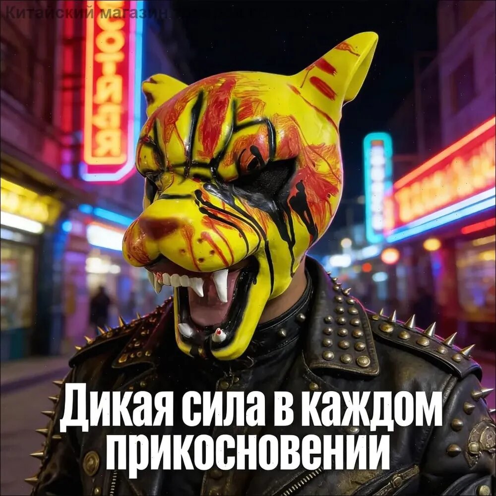 Тигры Майами Карнавальная маска из искусственного латекса для взрослых и детей 32 см
