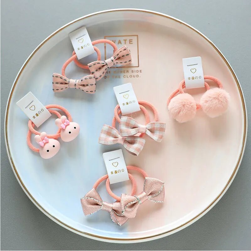 Розовые детские резинки для волос 10Pcs-G1