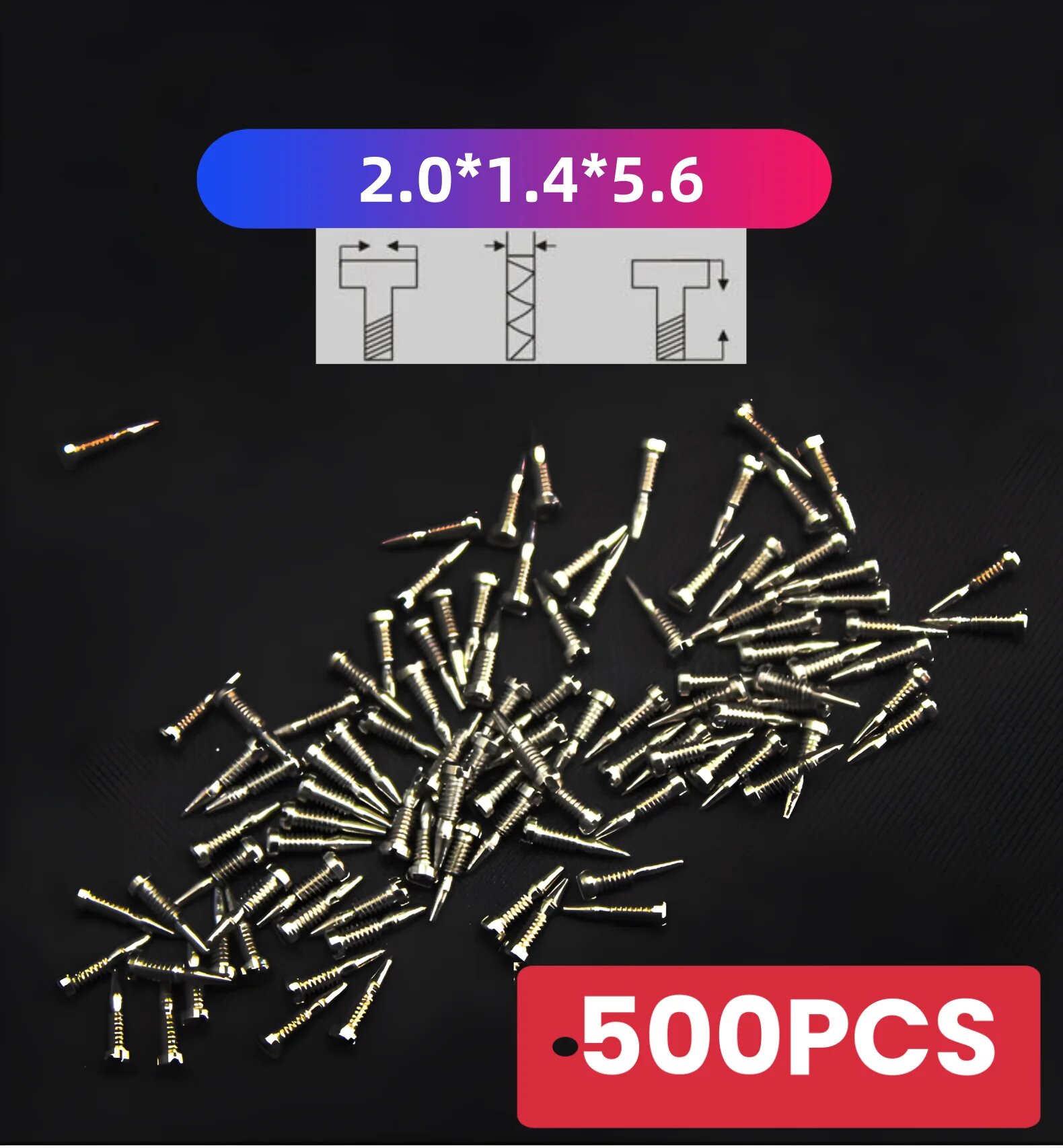 500 шт. саморезы для очков 2.0*1.4*5.6