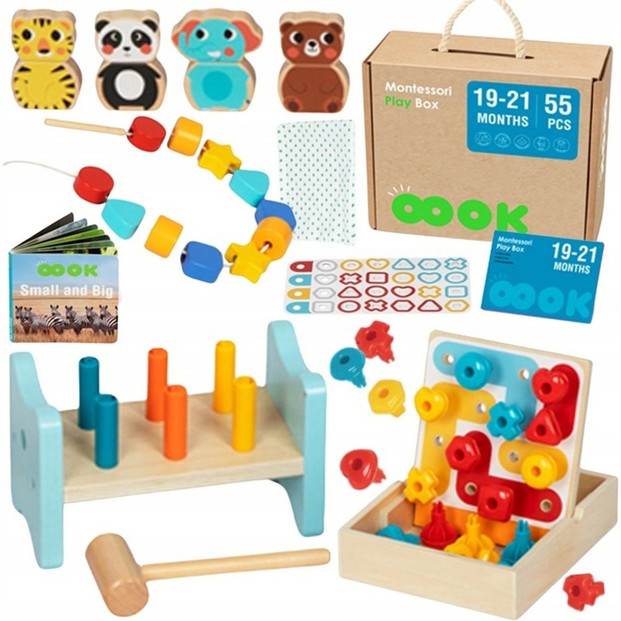 Развивающая игрушка Tooky Toy - Деревянный набор для сенсорного развития 7 в 1,55 эл. - BCTJ678