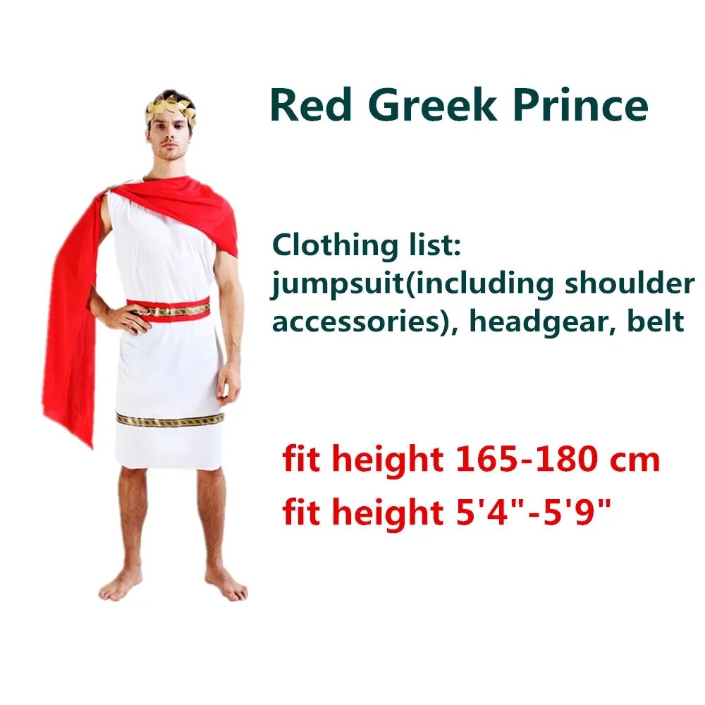 Костюм Фараона из полиэстера Красный, Red Greek Prince men