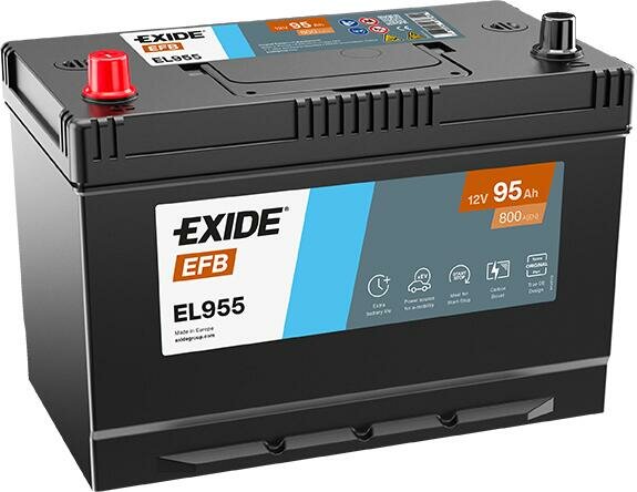 Автомобильный аккумулятор EXIDE START&STOP EFB EL955 95.1 Ah 800 A ПП (306x173x225) D31R 306x173x222
