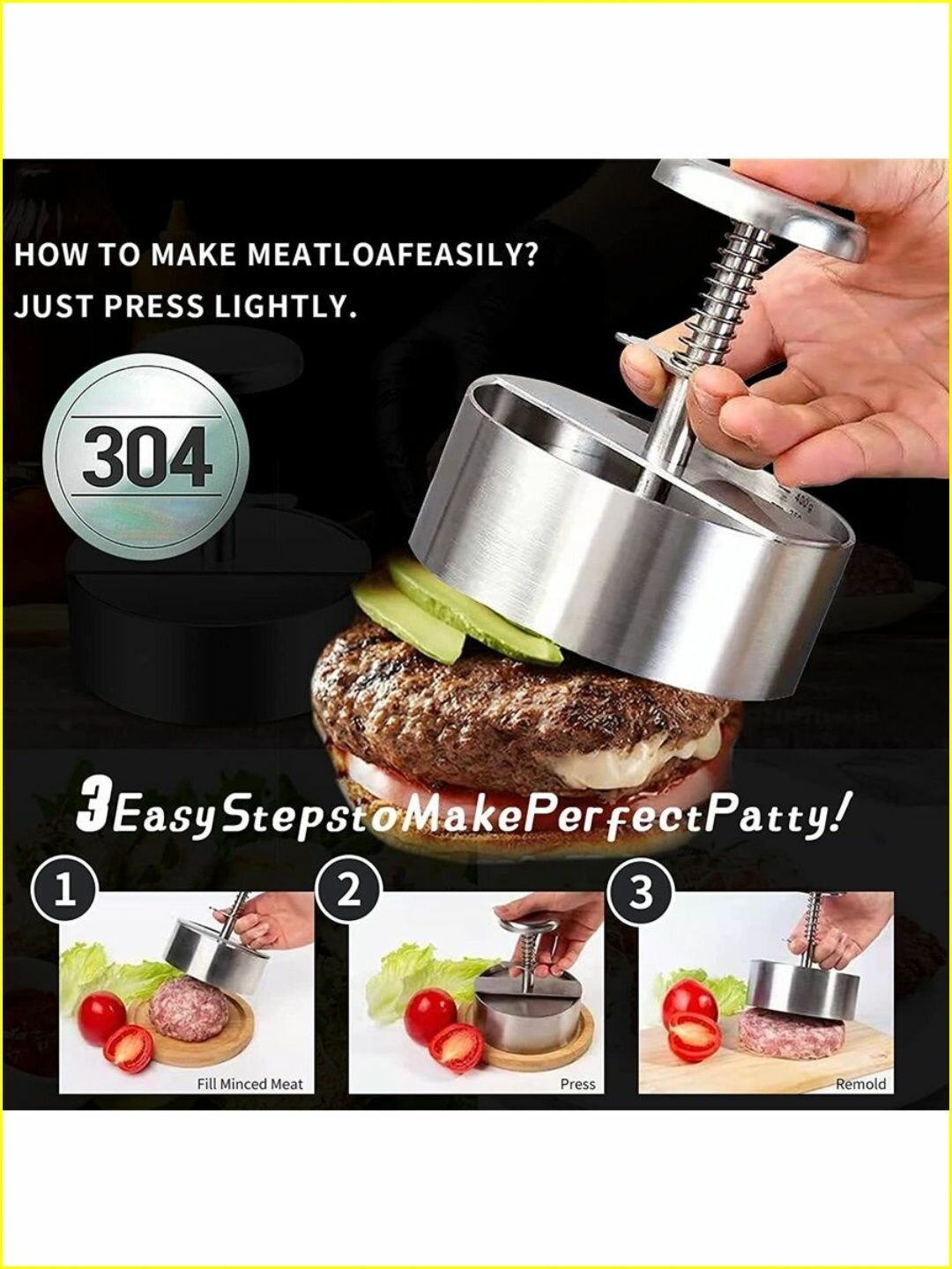 Пресс для мясного фарша для бургеров, Форма для мясного фарша из нержавеющей стали, Кухонные инструменты