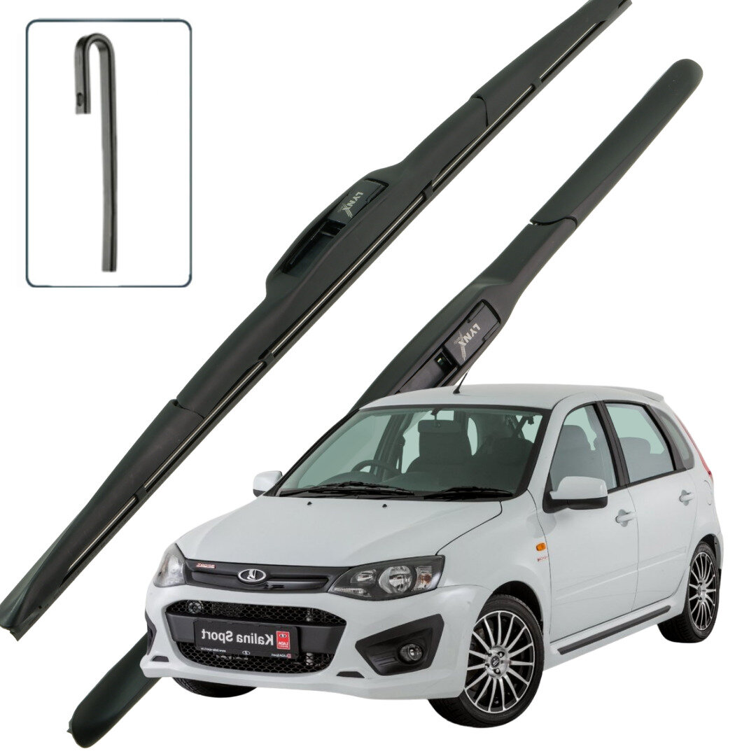 Дворники LADA Kalina Sport (2) / Лада Калина Спорт 2192 2014 / 2015 / 2016 / 2017 / 2018 Щетки стеклоочистителя гибридные ОЕМ для автомобиля LYNXauto 600мм-400мм к-т 2шт.