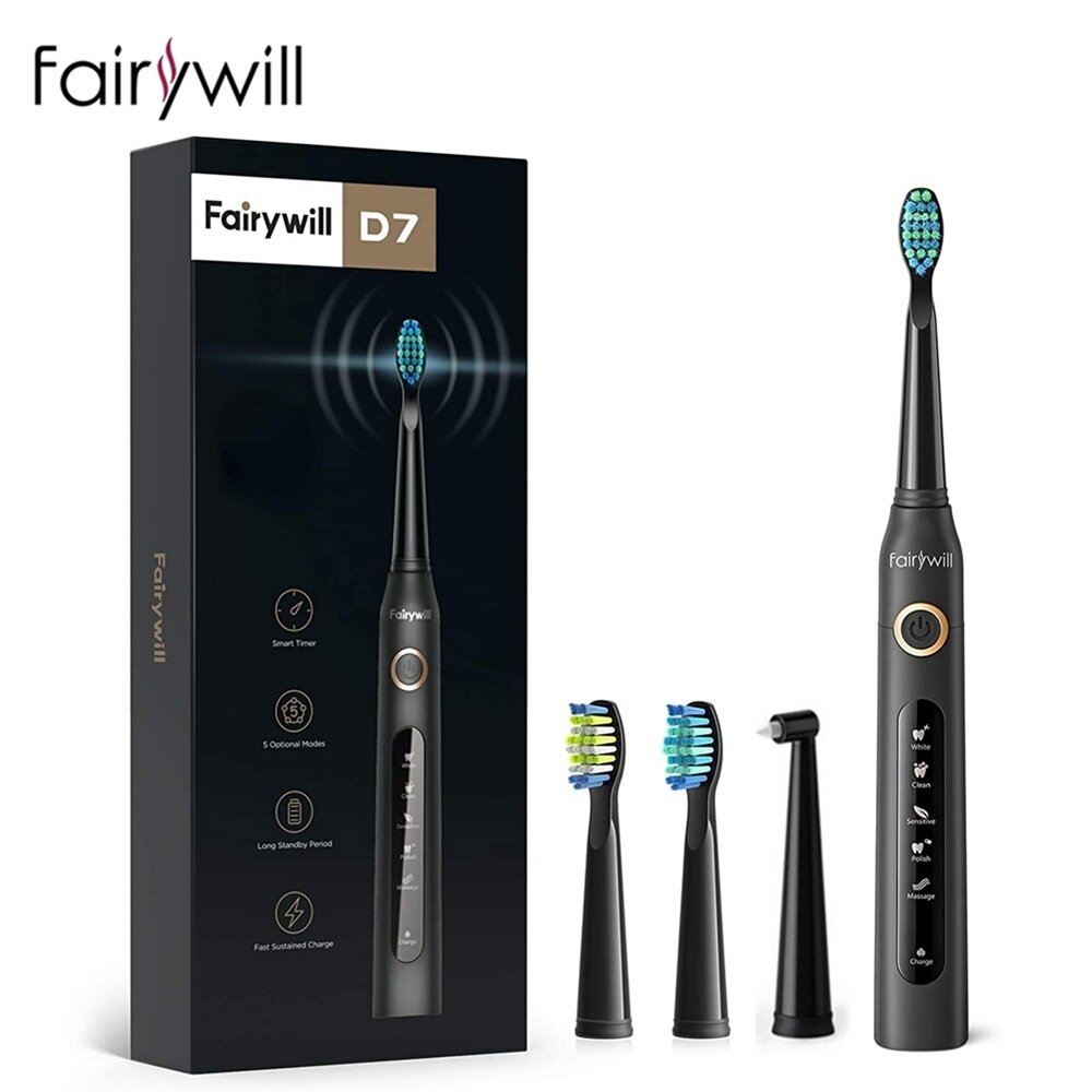 Электрическая зубная щетка Fairywill D7/FW-507 Sonic для взрослых пар, перезаряжаемая.