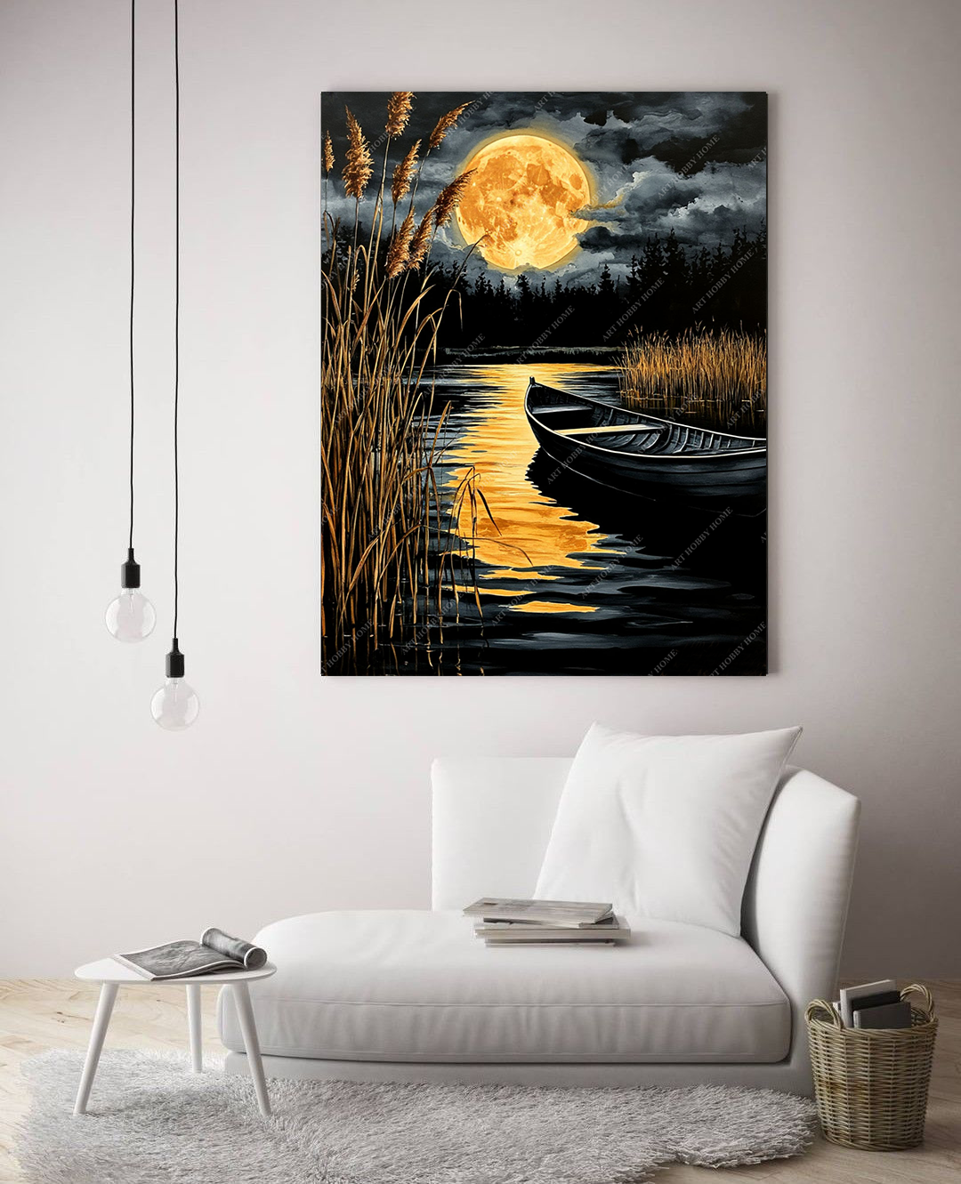 Картина по номерам "Лодка в полнолуние" 40х50 см, хлопковый холст на подрамнике, акрил, 000 Art Hobby Home