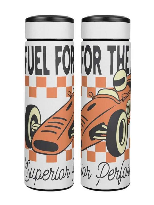 Термос «Гоночный автомобиль ретро, машина» (белый)