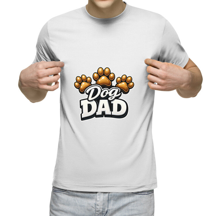 Мужская футболка «Dog Dad с лапами / Dog Dad Paw Prints Design» (белый, 2XL)