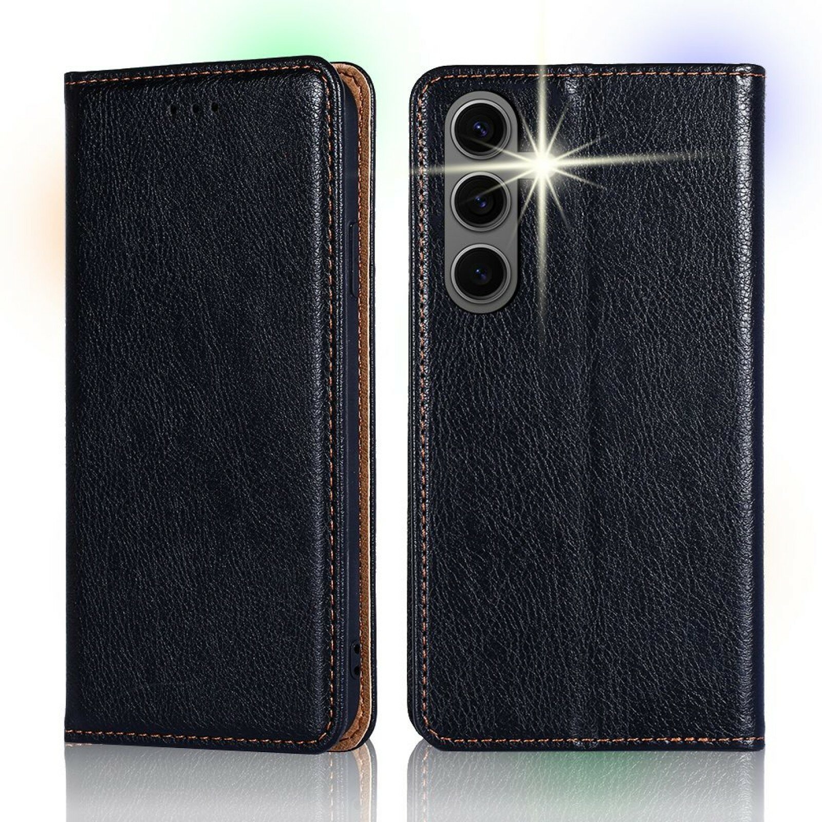 Чехол-книжка MyPads для Samsung Galaxy S24 противоударный с подставкой, черный