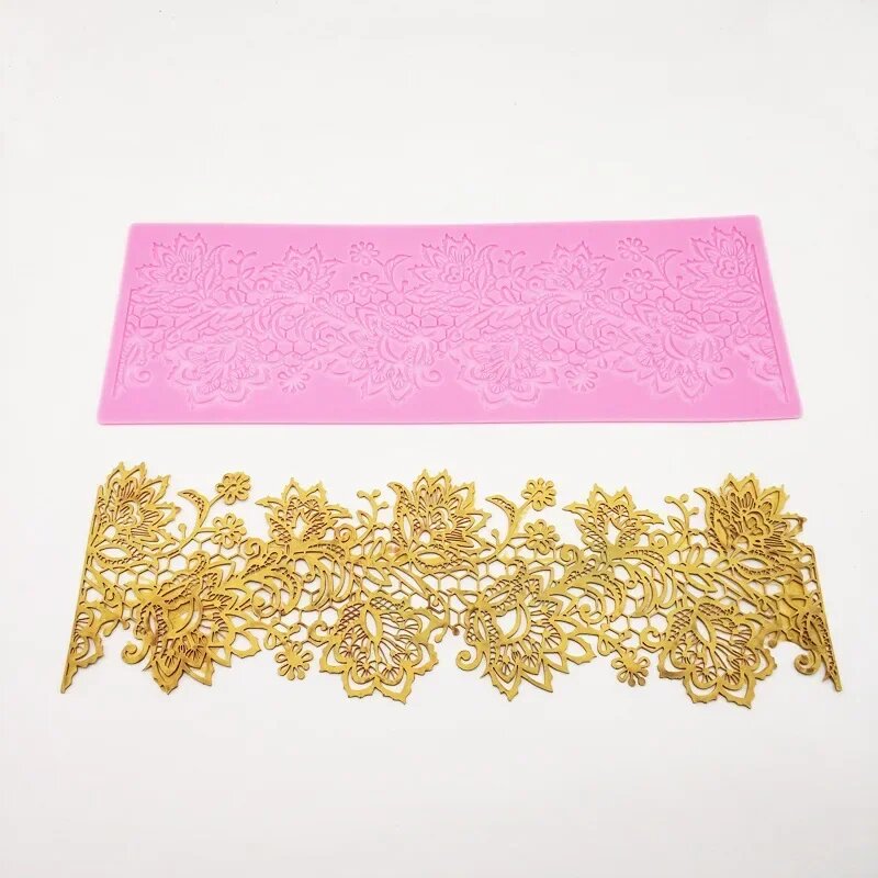 Силиконовая форма для сахарного кружева, Розовый, Lace A