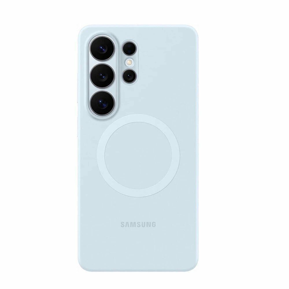 Силиконовый чехол Samsung Galaxy S23 Ultra голубой с магнитом