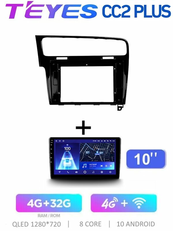 Магнитола 10" Teyes CC2 Plus 4/32 Gb для Volkswagen Golf 7 2012-2020 F2