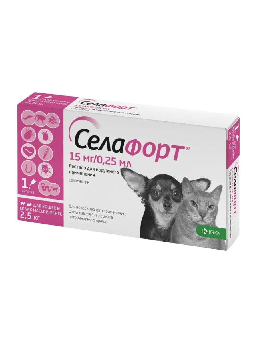 Селафорт 6% 0,25 мл (15 мг) для собак кошек до 2,5 кг, 1 шт