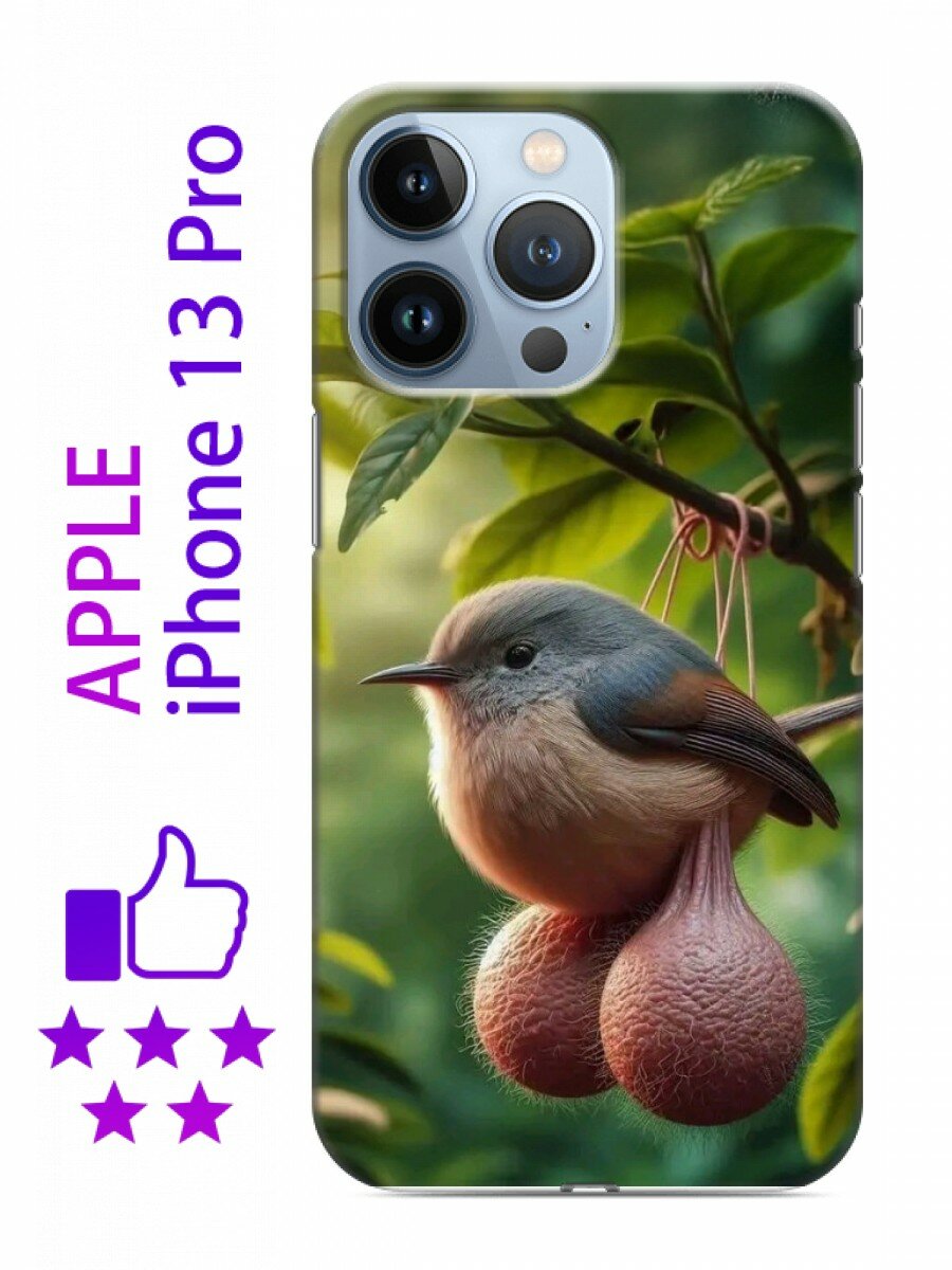 Чехол для Iphone 13 Pro с принтом смешная птица с яйцами (Айфон 13 Про)