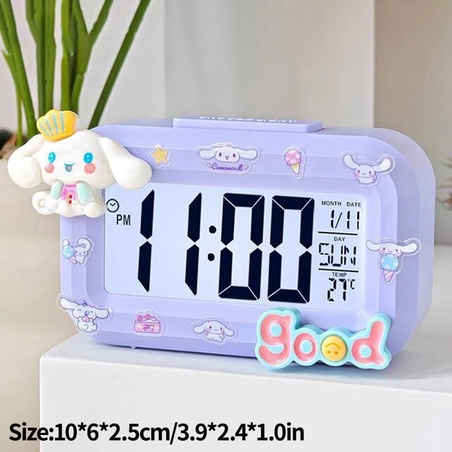 Милый будильник Hello Kitty, симпатичный настольный будильник, цифровой будильник для студентов, подарок на день рождения, аксессуары для светодиодного настольного будильника. Размер: как показано на фото.