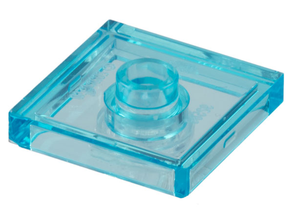 Plate, Modified 2 x 2 with Groove and 1 Stud in Center (Jumper), 87580 Trans-Light Blue N