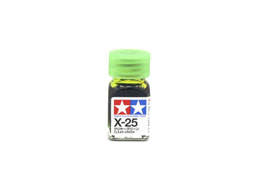 X-25 Clear Green gloss, enamel paint 10 ml. (Зелёный прозрачный глянцевый) Tamiya 80025