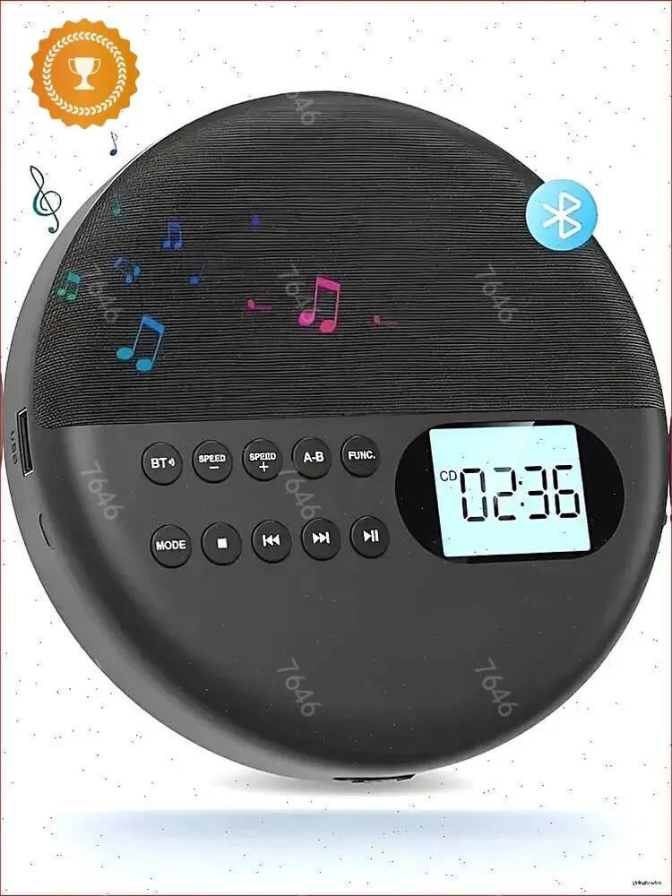 GM CD MP3 плеер для дисков музыки с bluetooth, наушниками, FM-тюнером и динамиком
