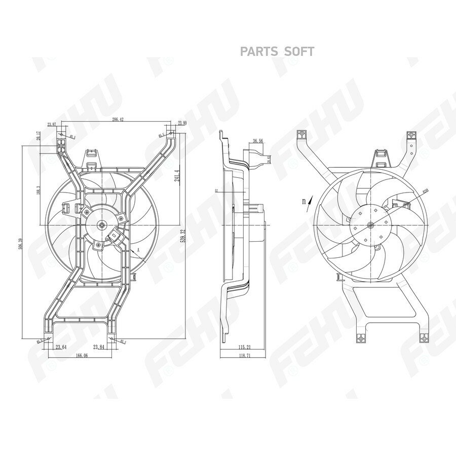 FEHU FFC1064H Электровентилятор охлаждения с Кожухом для Lada Largus (12-)/Renault Logan (08-) ()