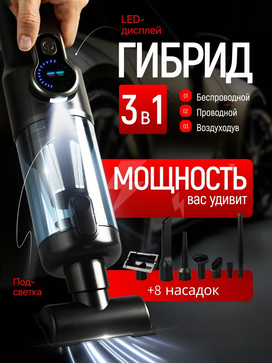 Пылесос для автомобиля 3 в 1 беспроводной/проводной мощный автомобильный ручной мини пылесос
