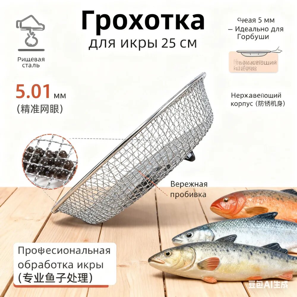 Грохотка для икры, диаметр 25 см, ячея 5.01мм