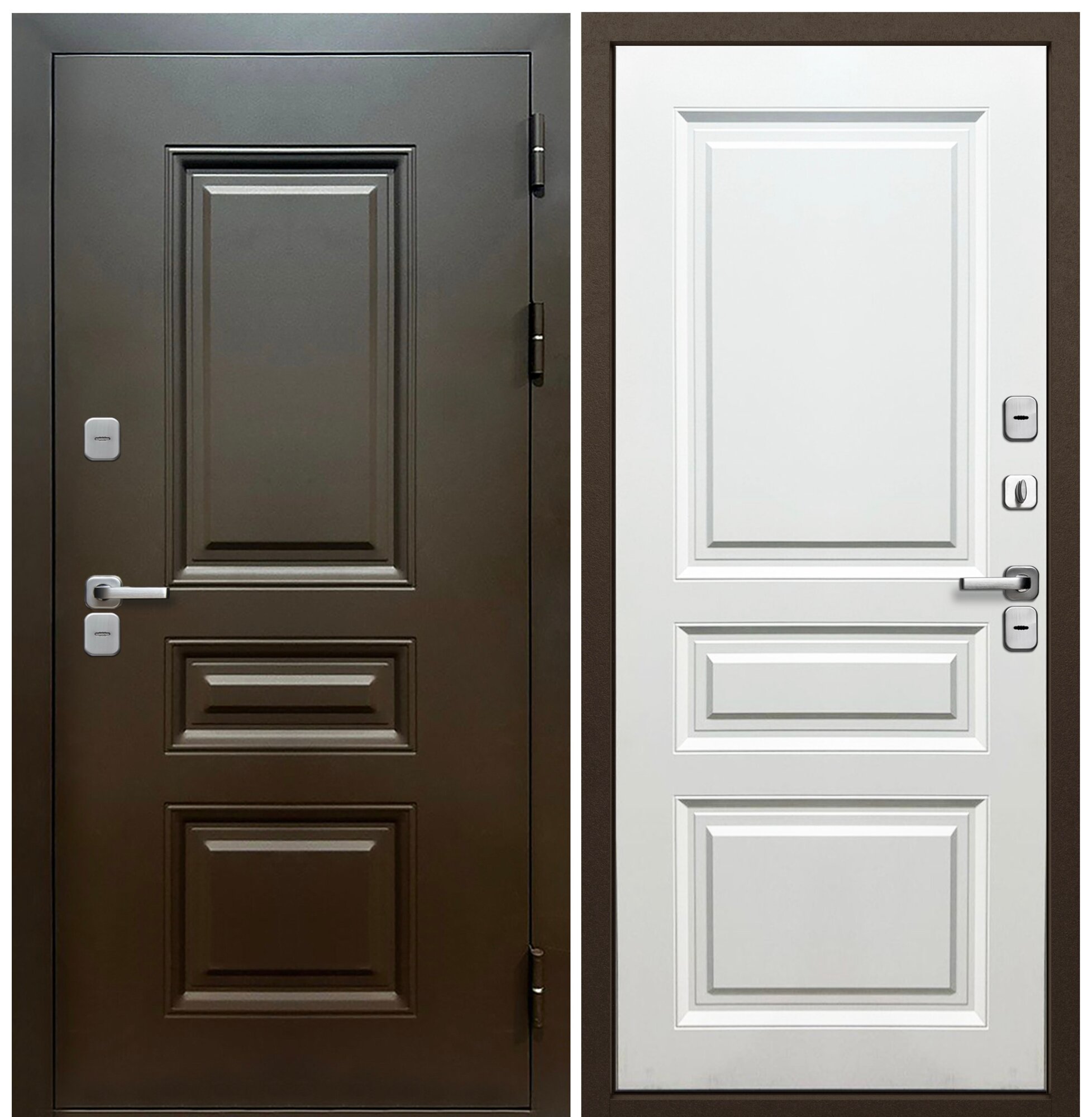 Входная дверь с Терморазрывом Luxor Termo Классика 8019 Сатин белый (860мм) правая