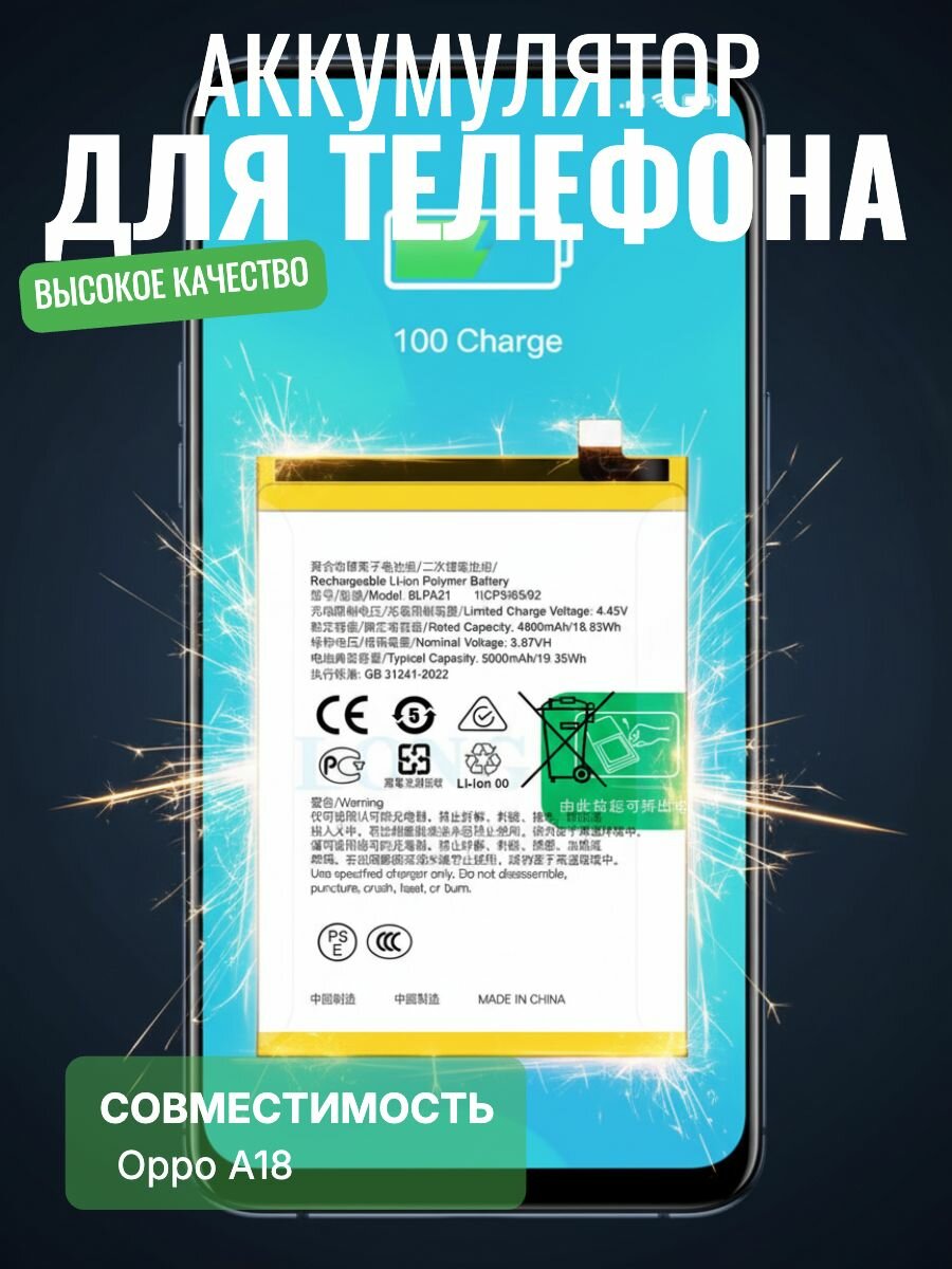 Аккумулятор для Oppo BLPA21 (Oppo A18)