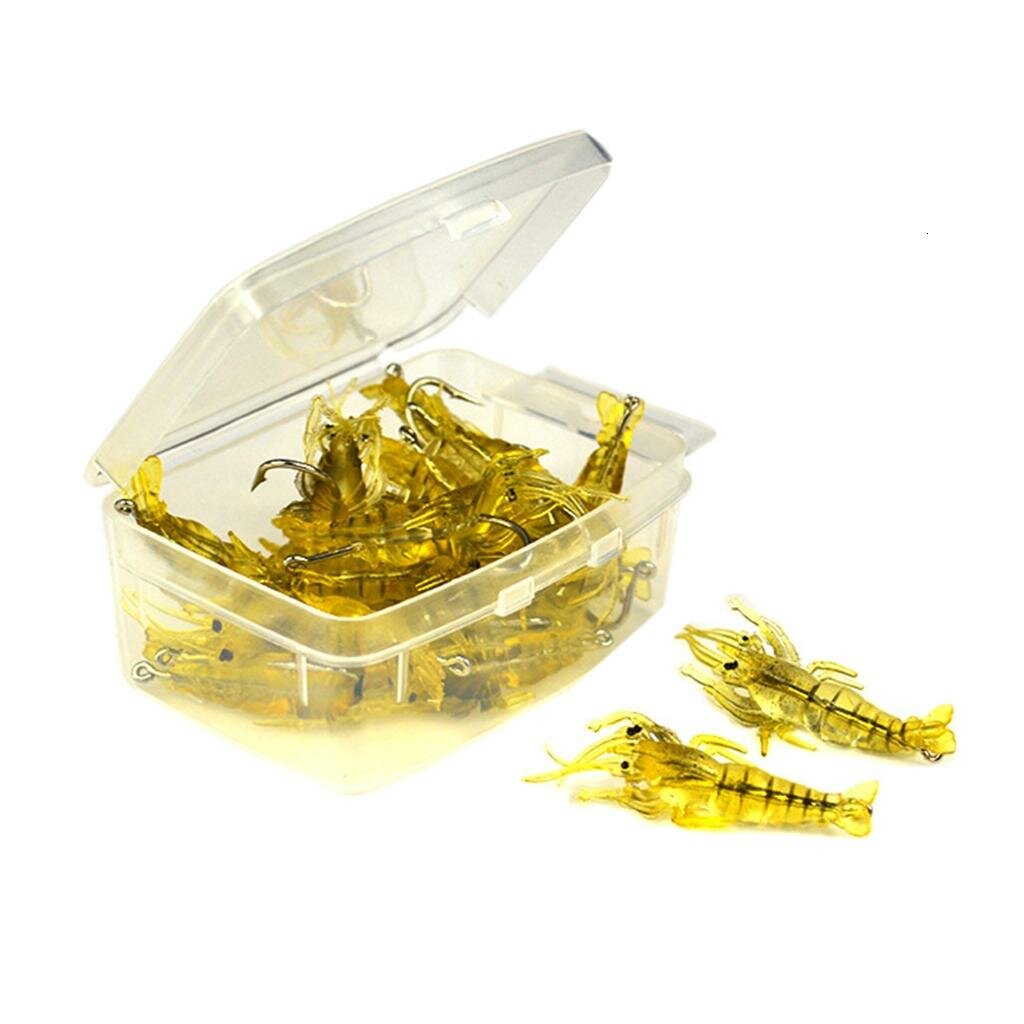 Светящиеся силиконовые креветки для морской рыбалки, Светло - желтый