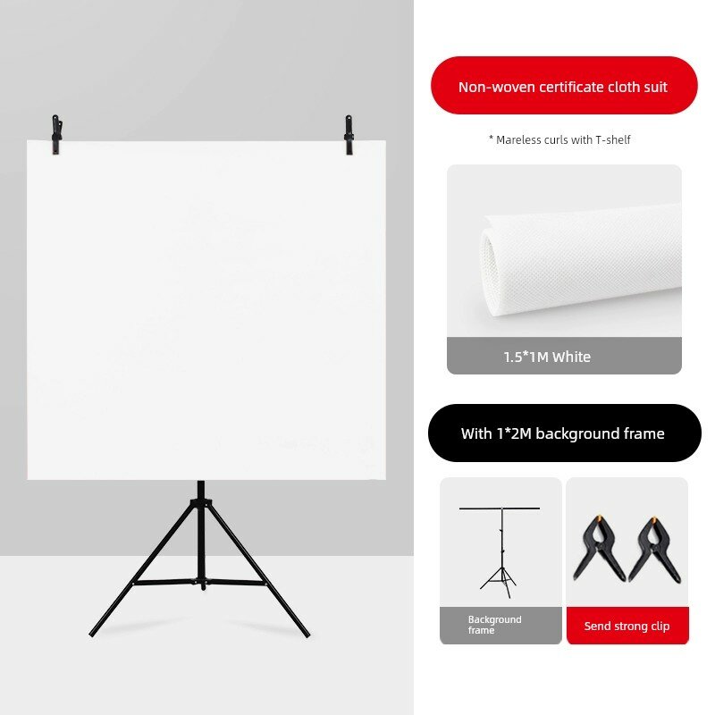 Фотобэкдроп 1.5x1м белый + стойка T-Frame 1x2м