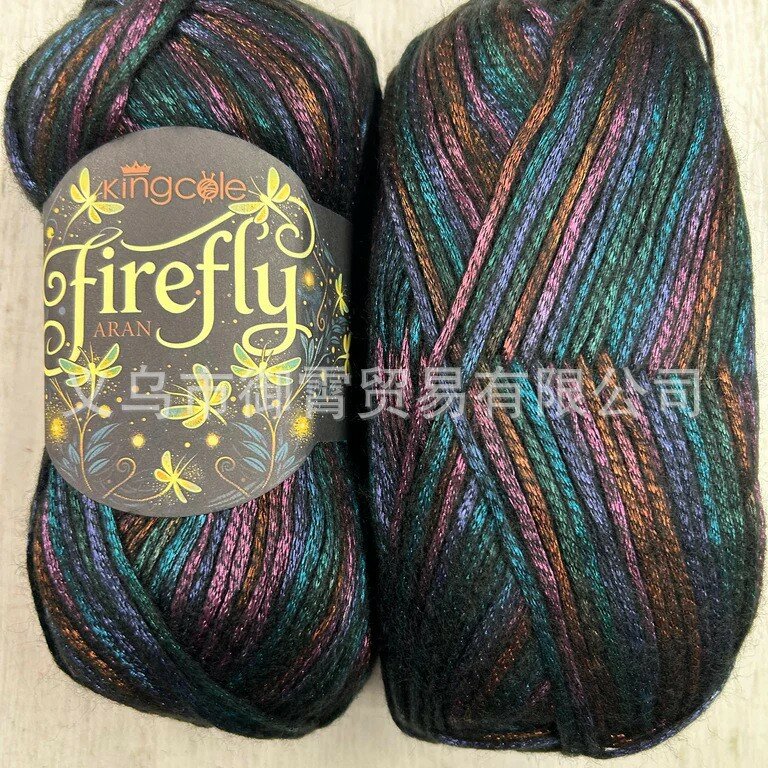 Новинка для трансграничной торговли: переливающаяся пряжа King Cole Firefly Aran в разнообразных ослепительных металлических оттенках.