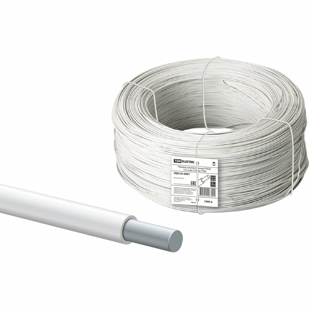 Нагревательный провод TDM ELECTRIC пнсв 1x1.2 мм, 1000 м SQ0125-0001