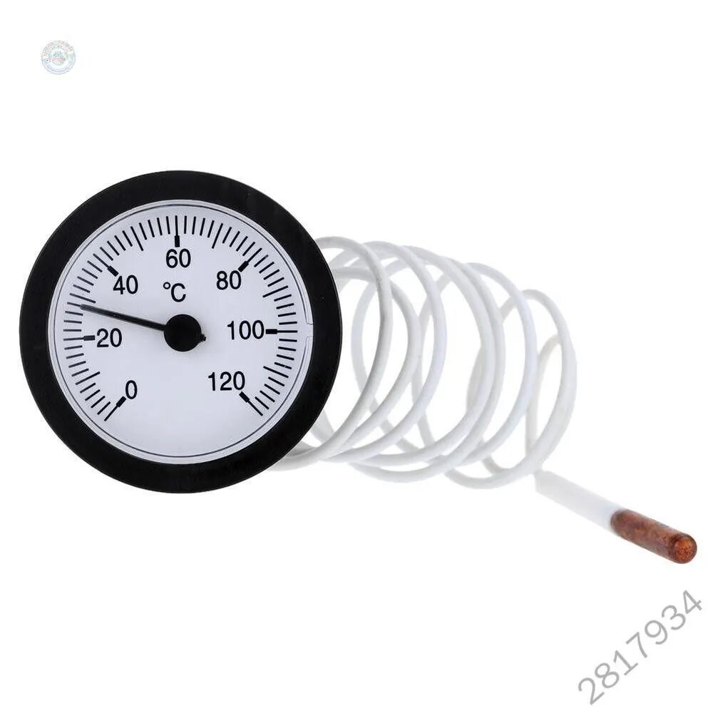Термометр для котла 120°C биметаллический с черным металлическим корпусом