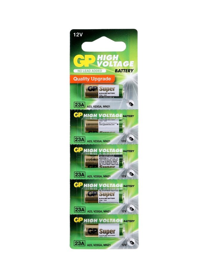 Батарейка алкалиновая GP Mercury Free, А27 (27A, MN27)-5BL, 12 В, блистер, 5 шт.