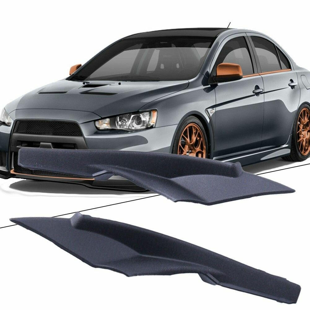 Пара накладок на обтекатель переднего лобового стекла для Lancer Evo 2008-2017 (лев.+прав.), дождевики, черный ABS