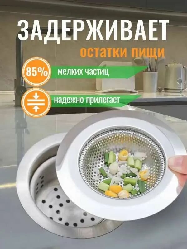 Сетка для раковины на кухне из нержавеющей стали, сито решетка сетка для кухни ( внимание! не подходит к старым раковинам с маленькой дыркой )