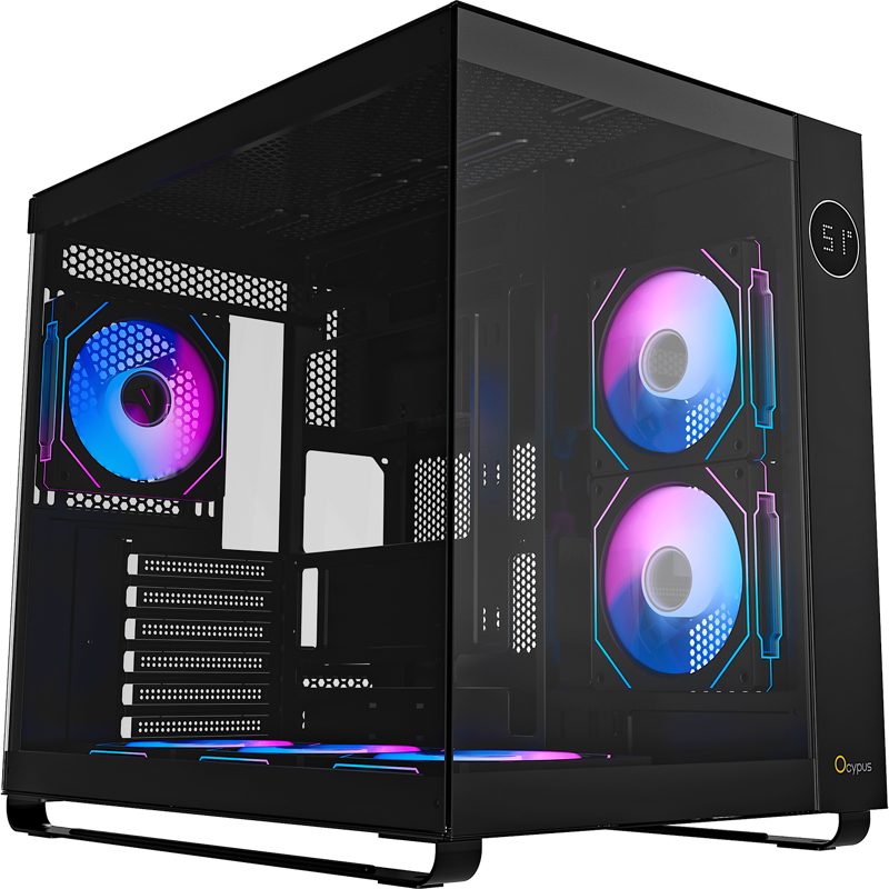 Корпус ПК Case Ocypus Iota C70 BK ARGB, Midi-Tower, чёрный, 6×120 мм ARGB, 2×USB‑A 3.0, 1×USB‑C 3.1, ATX/mATX/mITX