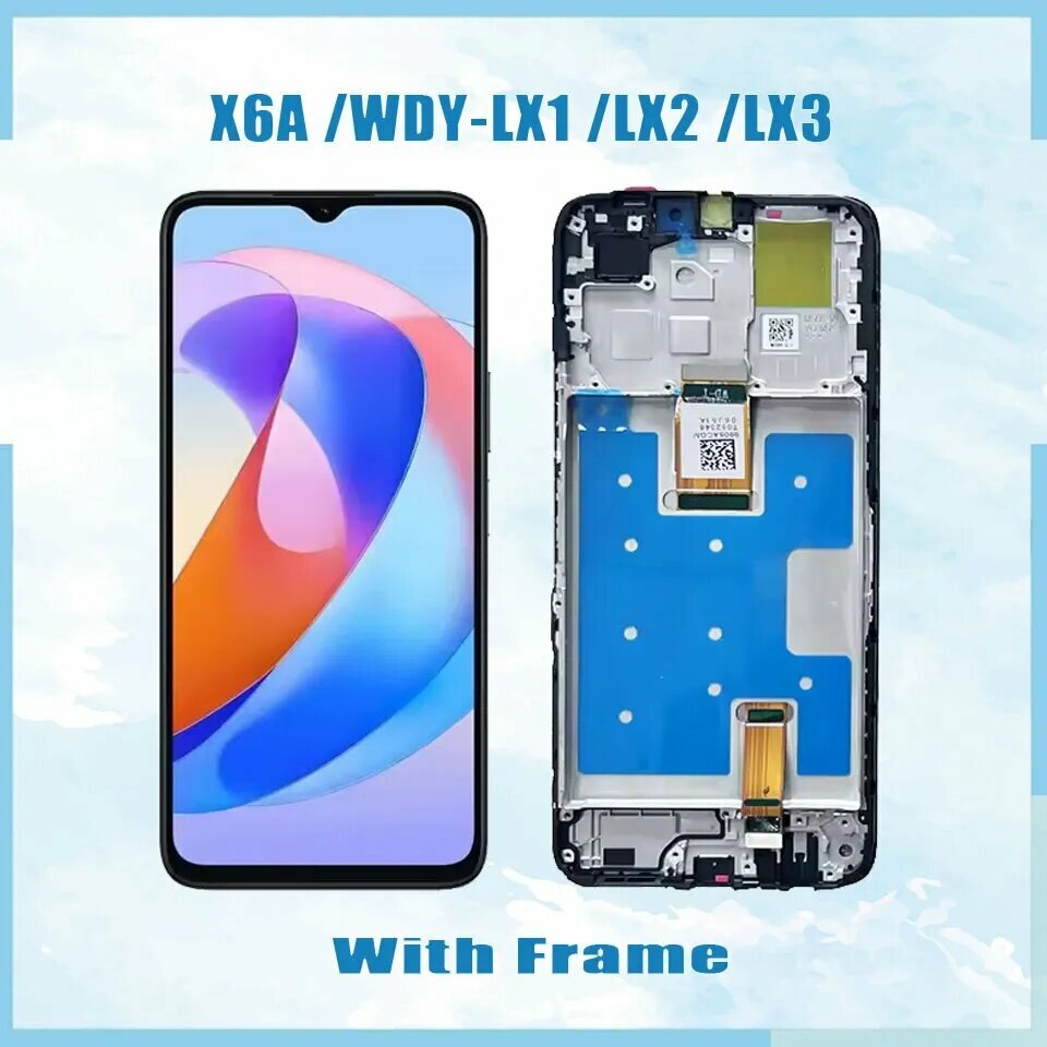 Дисплей для Huawei honor X6A /WDY-LK1 /LX2 /LX3 в сборе с тачскрином Черный c рамки