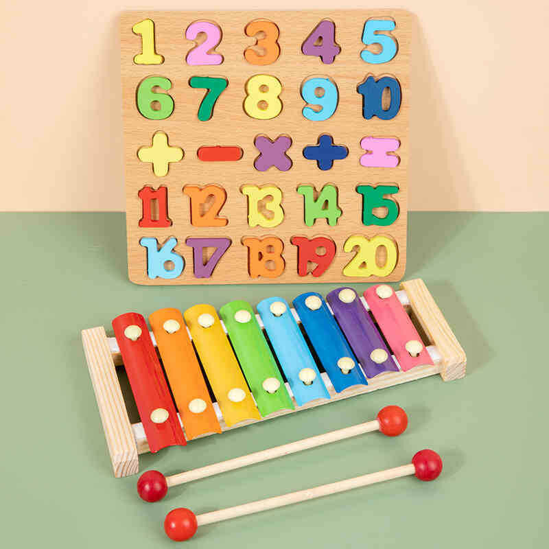 Детские восьмитоновые ударные часы, игрушки-насекомые, радужная башня, лабиринт с бусинами, образовательный набор для раннего развития детей 0-3 лет.