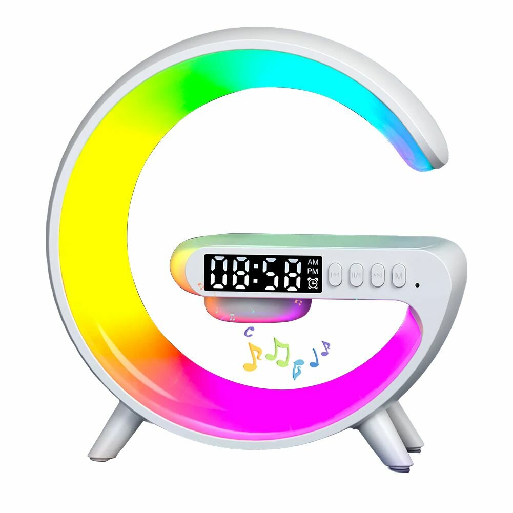 Светильник с цифровыми часами, FM радио, Bluetooth 5.0