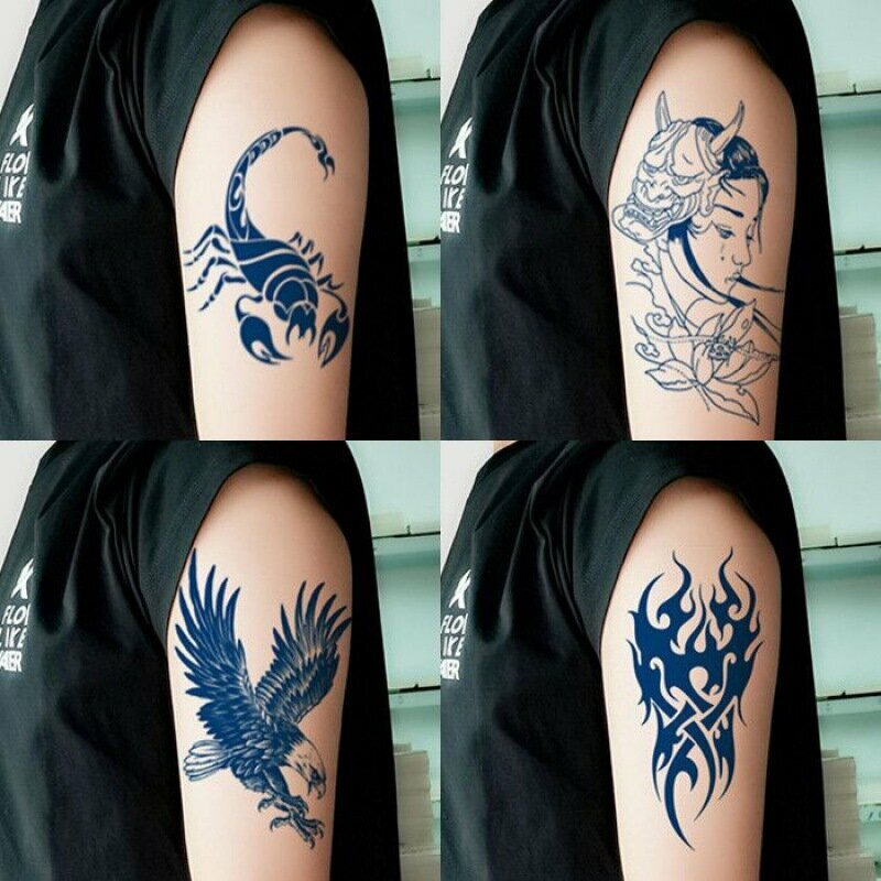 Горячие продажи полупостоянных татуировок для мужчин и женщин, водонепроницаемые и долговечные, грудь, рука, орел, карп, голова дракона, нерефлективные татуировки