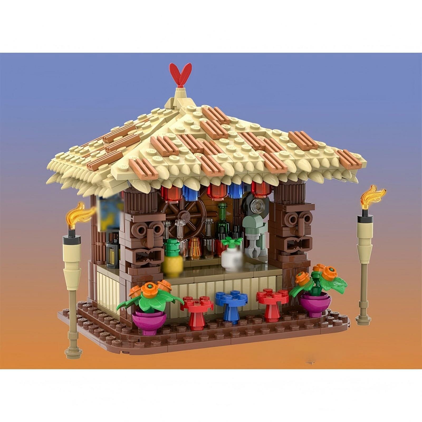 MOC-184460 Пляжный бар Tiki Hut совместим с развивающими игрушками из строительных блоков Lego