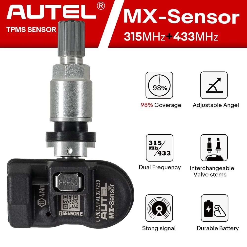 Autel MX Датчик 315 МГц + 433 МГц Универсальный программируемый датчик TPMS