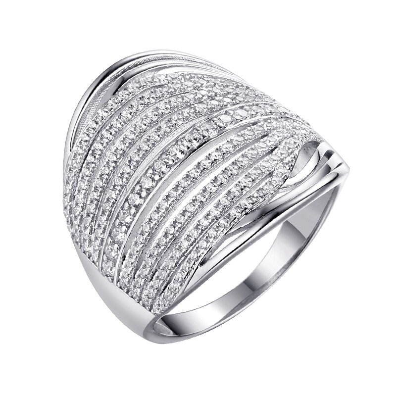 Кольцо, серебро, 925 проба, фианит