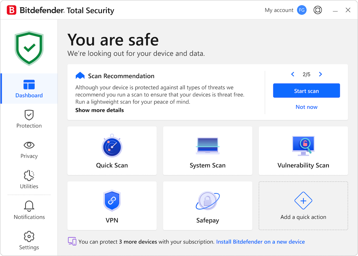 Bitdefender Total Security 2026 Ключ (1 Year / 5 Devices) • Цифровой ключ