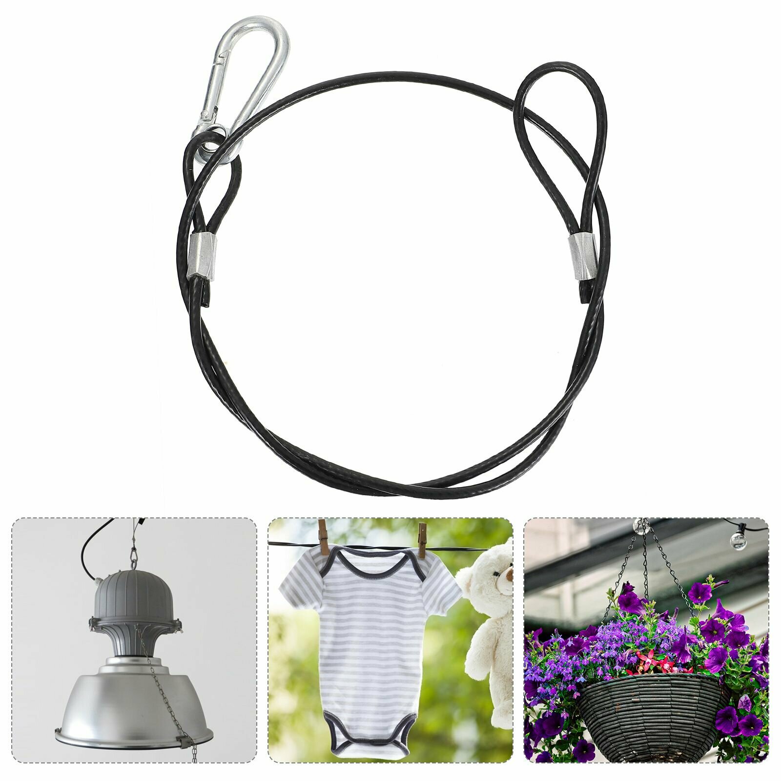 Страховочная стальная цепь с крюком черная, 10 штук в наборе, для крепления и подвески