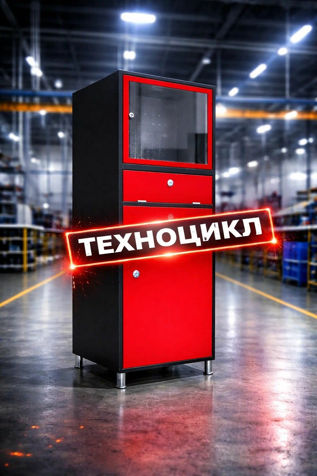Шкаф металлический компьютерный ШКМ-01-02 1650х600х600 мм техноцикл