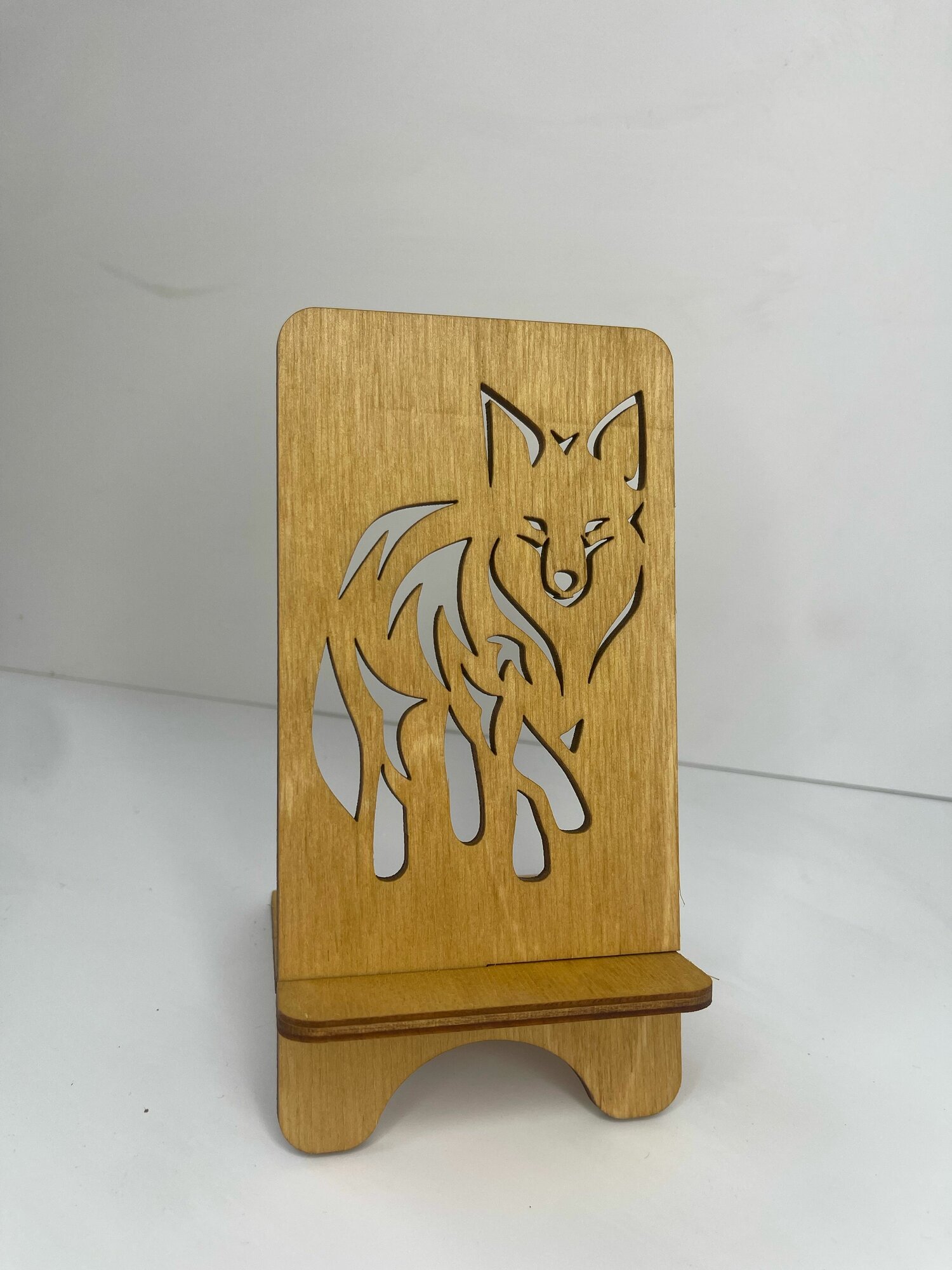 Держатель для телефона Лиса, дерево, коричнево-красное, бежевое, 300 г