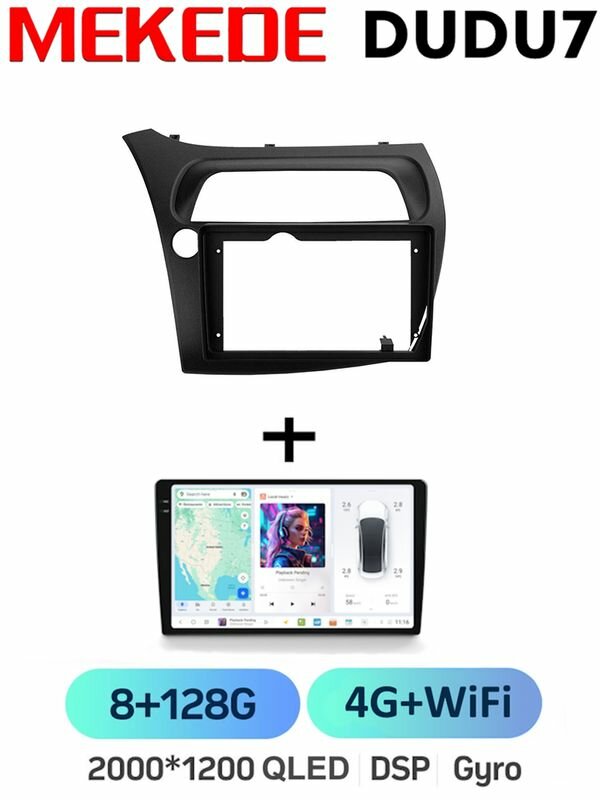 Магнитола 9" Mekede DUDU7 8/128 Gb для Honda Civic 8 5D Hatchback 2006-2012 carpay Android