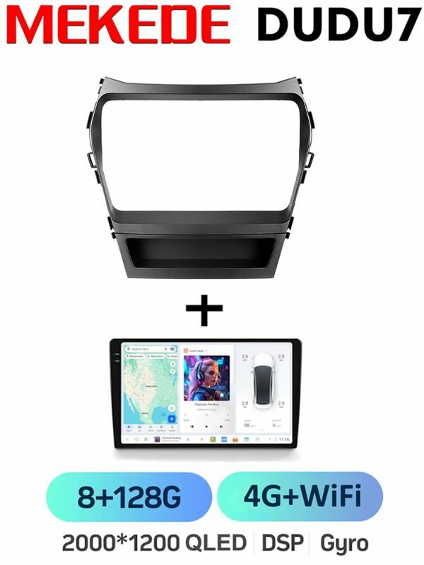 Магнитола 9" Mekede DUDU7 8/128 Gb для Hyundai Santa Fe 3 2013-2016 (B) carpay Android