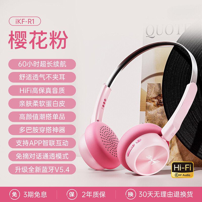 IKF R1 Ретро-стильные беспроводные наушники с шумоподавлением Bluetooth 2025 модель Меланат Барн 60 часов автономности